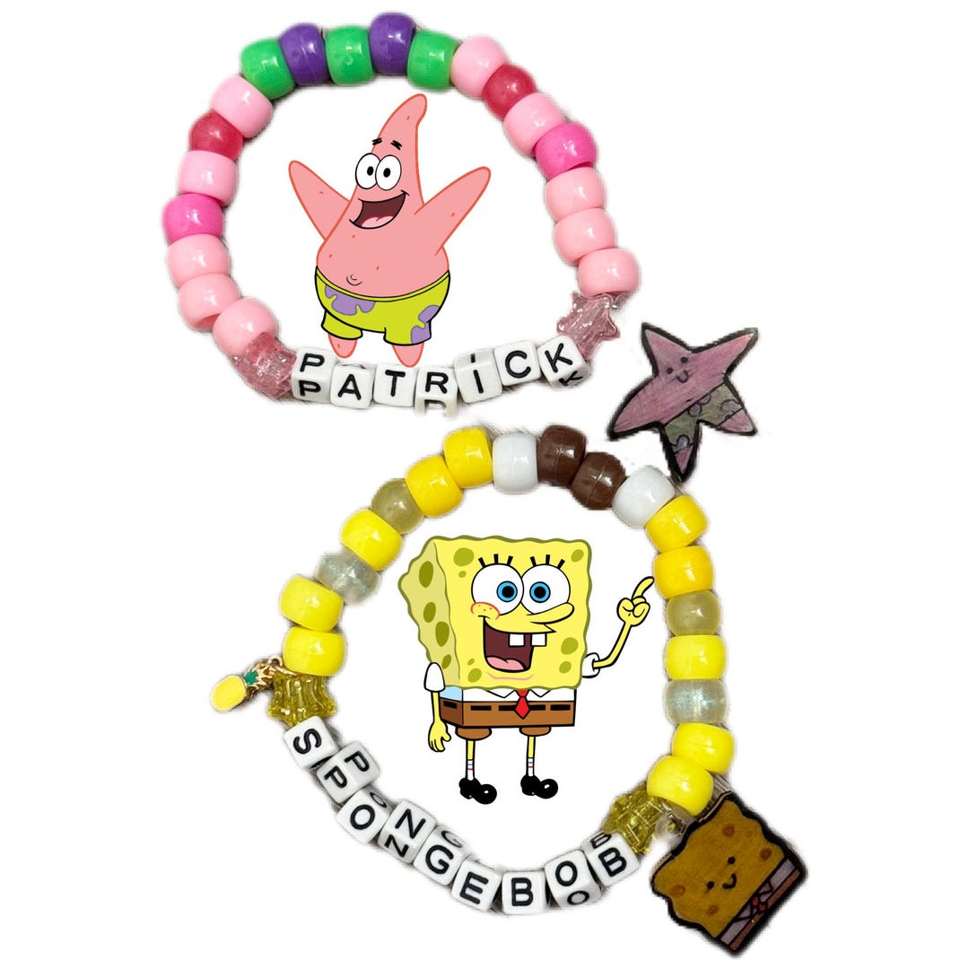 Nickelodeon Spongebob and Patrick Elastic Beaded Kandi Bracelets - Etsy