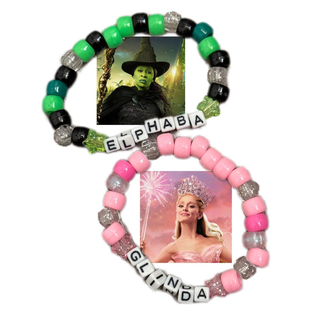 Wicked Glinda and Elphaba Matching Elastic Beaded Kandi Bracelets - Etsy