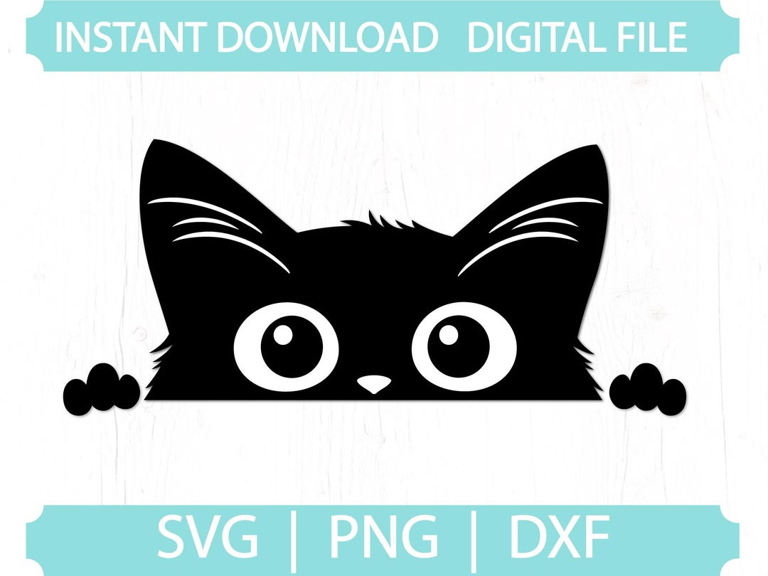 Peeking Black Cat Svg, Peeking Kitty Svg, Png, Cut Files for Cricut and ...