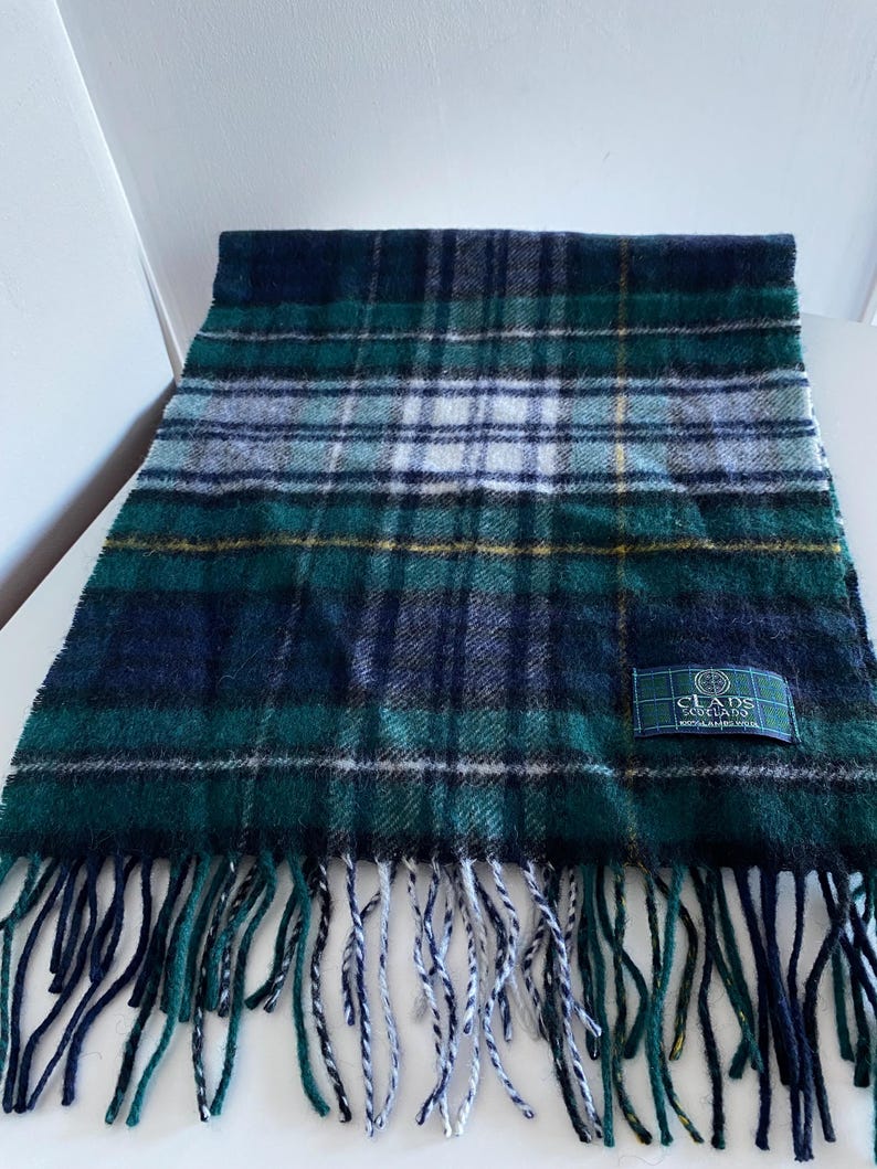 Clans Scotland Lambswool Scarf Green Blue Tartan | Pure Lambswool ...