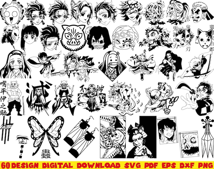 110 Hero Anime SVG Bundle, Anime Character SVG, Ninja Svg, Chibi Anime ...