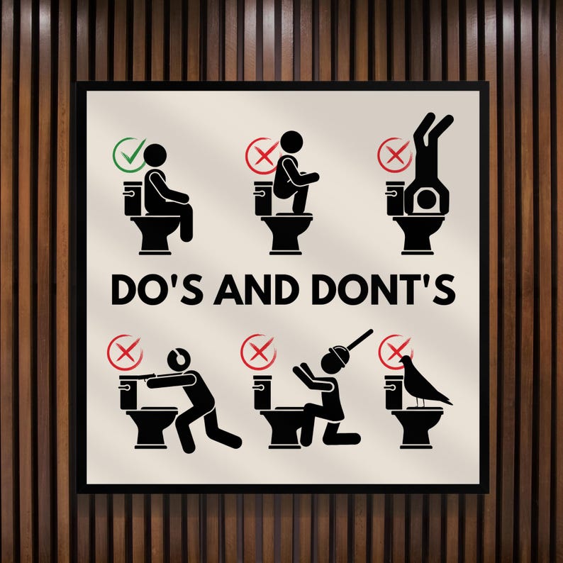 Funny Toilet Sign for Home Funny Bathroom Wall Art Print, Restroom Art ...