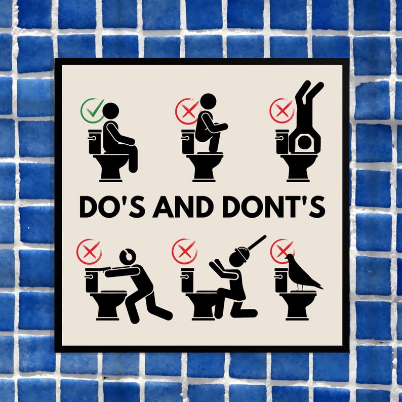 Funny Toilet Sign for Home Funny Bathroom Wall Art Print, Restroom Art ...