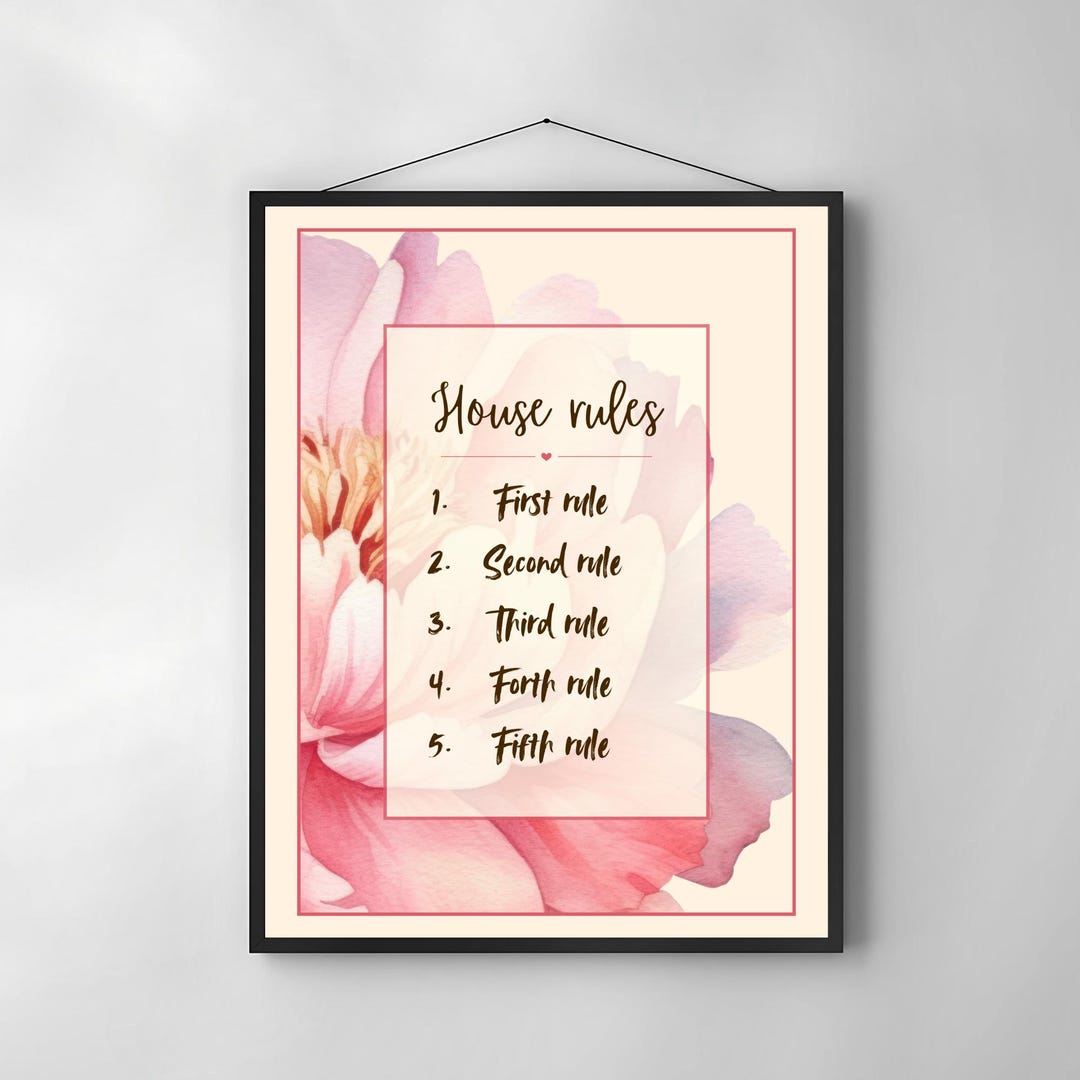 House Rules Print Canva Template, Home Rules Print, Printable Custom House Warming Gift Personal ...