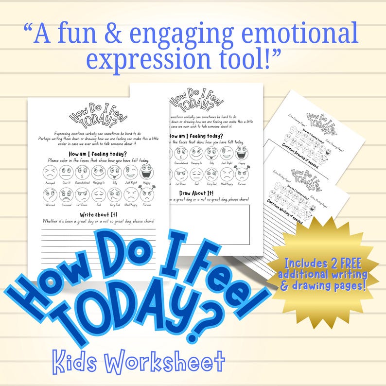 How Do I Feel Today? Kids Healthy Emotional Worksheet (writing ...