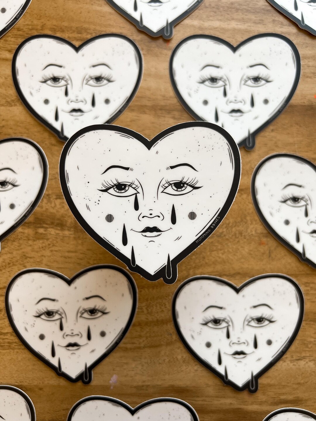 Crying Heart Waterproof Sticker | Emo Tattoo Illustration | Mental ...