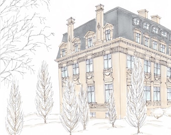 Chateau Line Drawing - Etsy