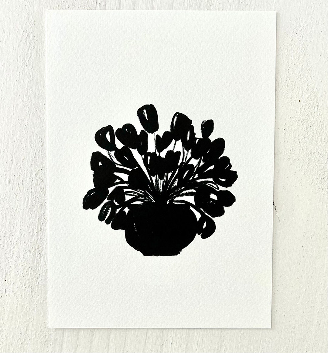 Modern Spring Botanical Art, Black Abstract Floral Art Print, Graphic ...