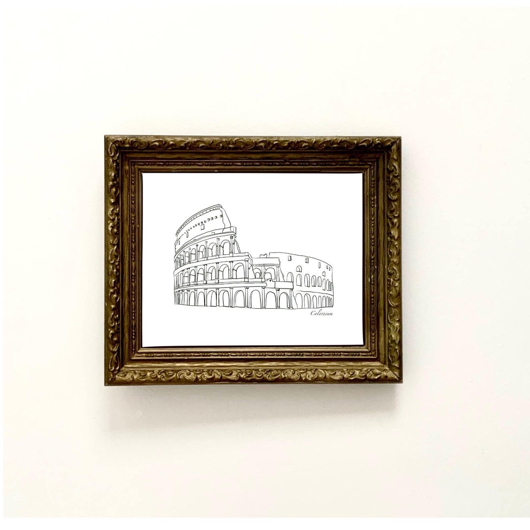 Minimalist Colosseum Line Drawing: Rome Italy Art Print - Etsy UK