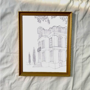French Chateau Pencil Sketch Architectural Drawing Parc De - Etsy