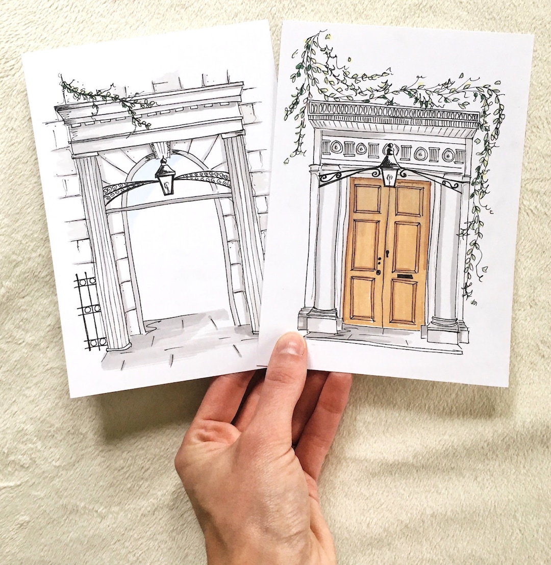 Custom Front Door Drawing From Photo, Personalized Home Line Drawing ...