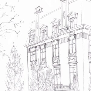 French Chateau Sketch Print: Whimsical Pencil Line Drawing - Etsy