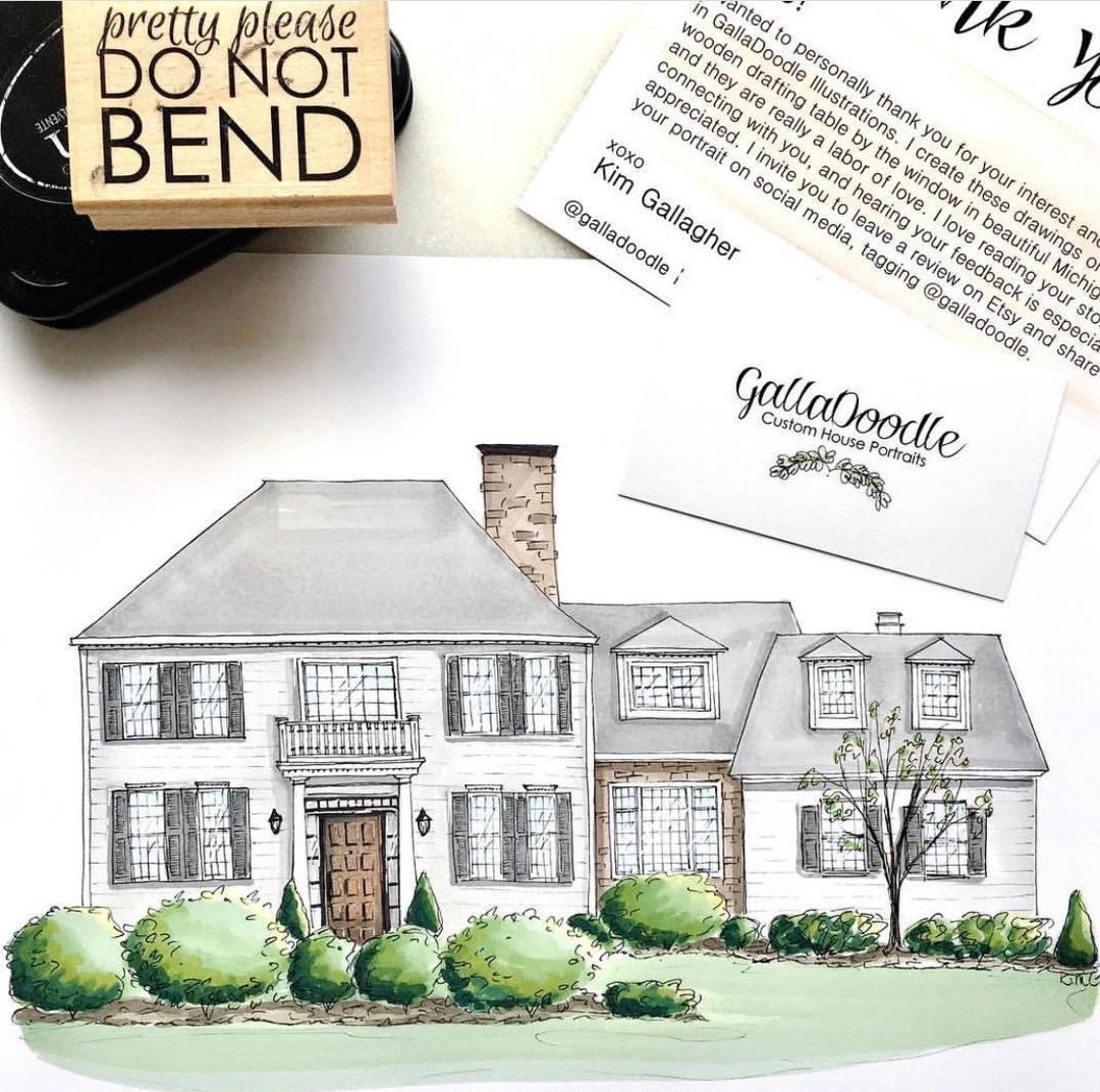 Custom House Portrait Home Drawing From Photo House - Etsy