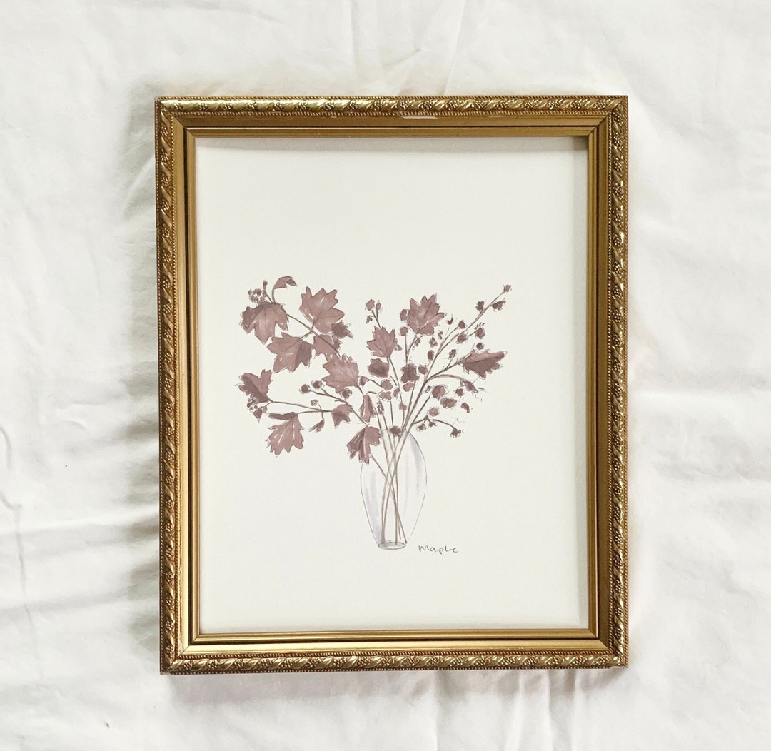 Red Maple Leaf Stems Drawing for Autumn Still Life, Fall Branches in ...