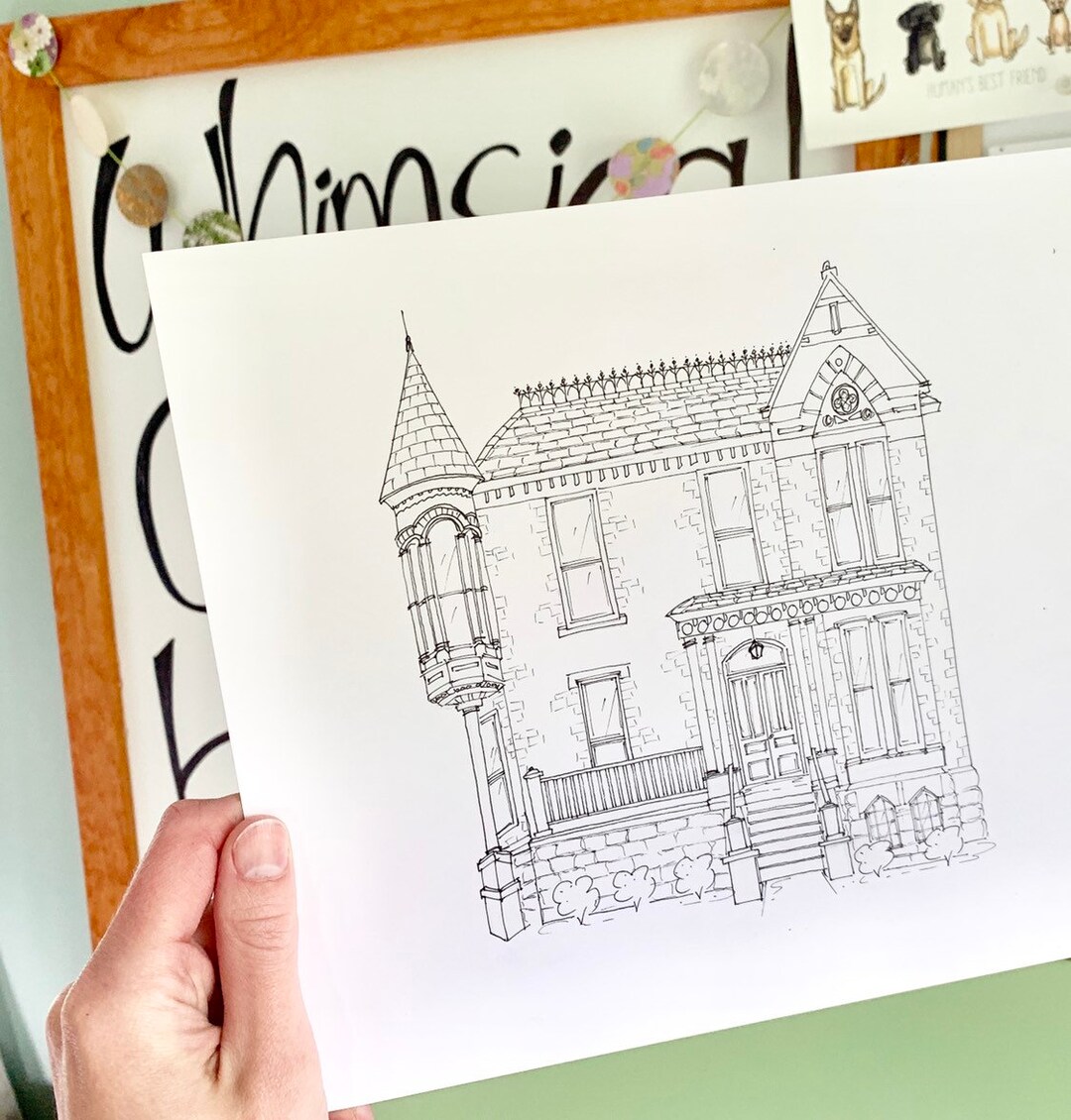 Custom House Portrait: Black and White Line Drawing, Homeowner Gift - Etsy