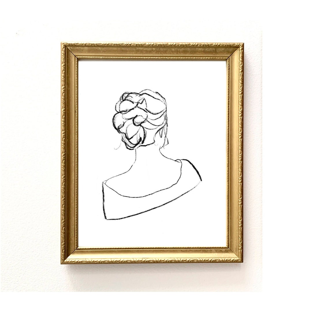 Female Portrait Line Drawing, Sketch of a Woman's Silhouette for ...