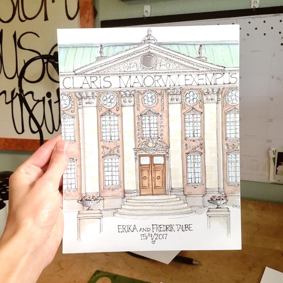 Custom Wedding Venue Drawing From Photo, Personalized Venue Sketch for ...