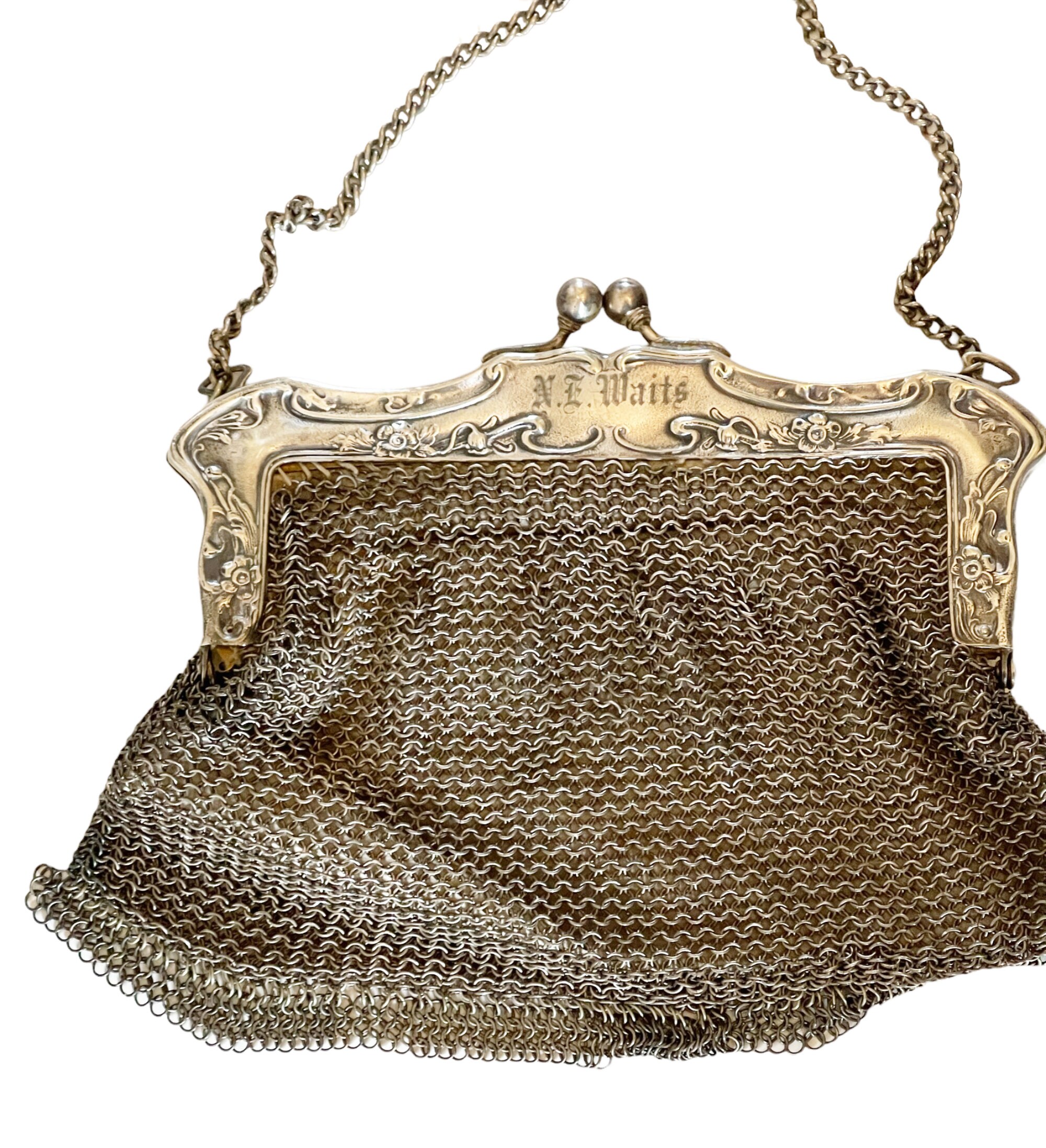 Antique German Silver Victorian Monogrammed Mesh Chain Purse Silver ...