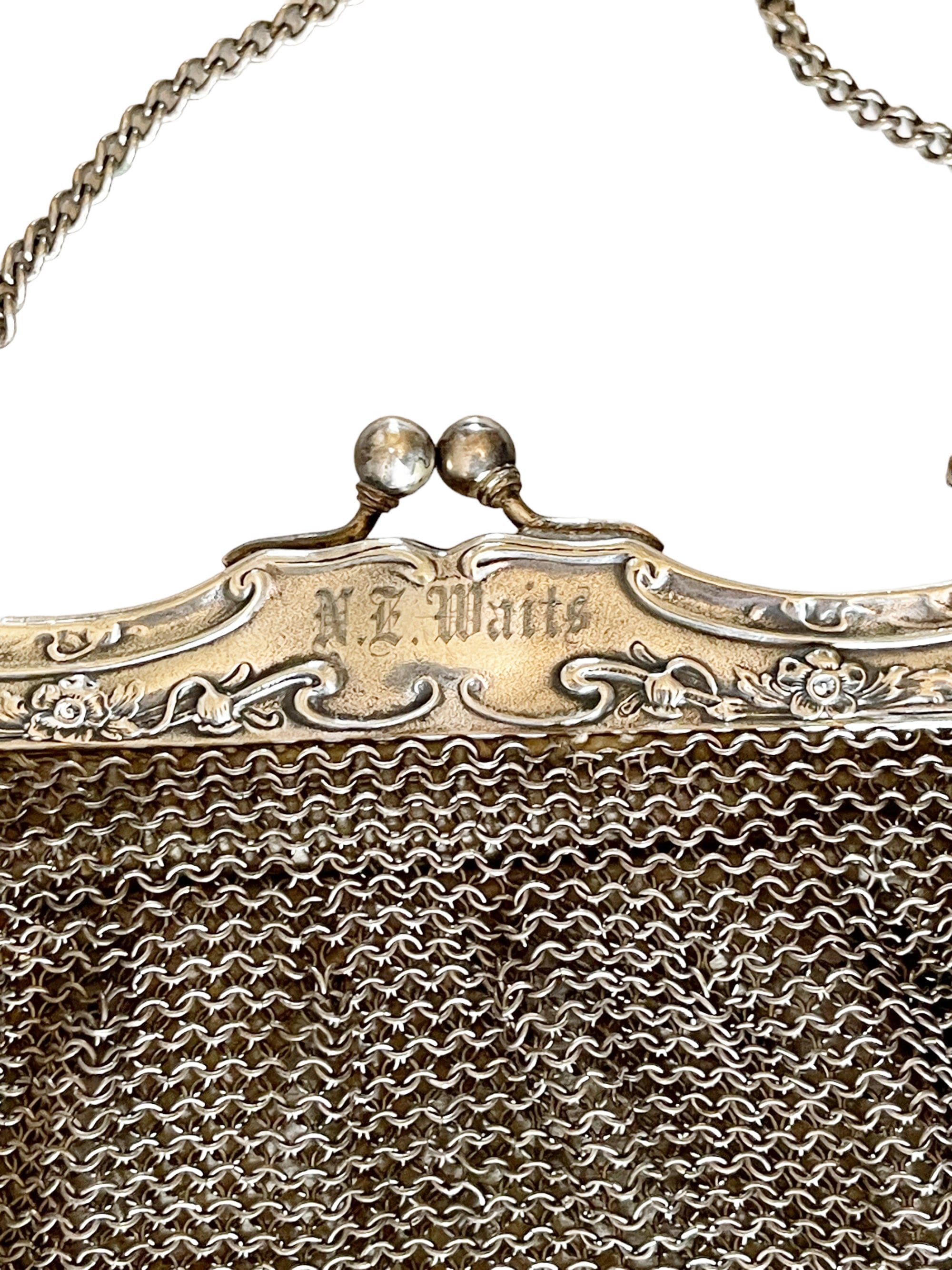 Antique German Silver Victorian Monogrammed Mesh Chain Purse Silver ...