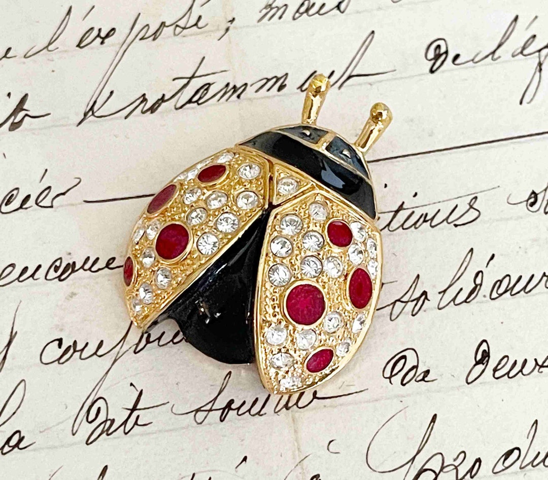 Vintage Signed Roman Lady Bug Pin, Lady Bug Brooch, Signed Roman Pin, Enamel Lady Bug, Vintage ...