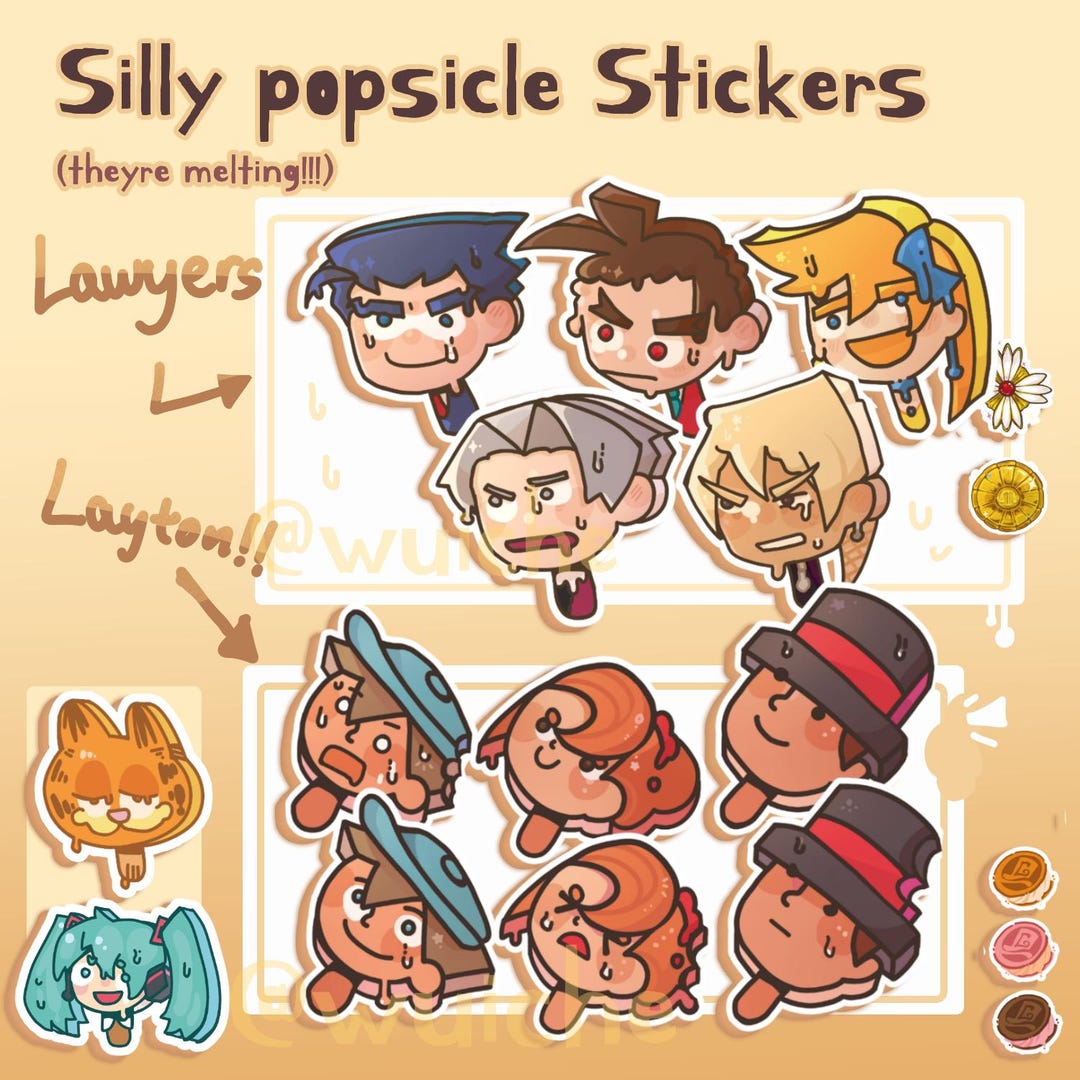 Melting Lawyers | Silly Popsicle Stickers | Ace Attorney | Professor ...