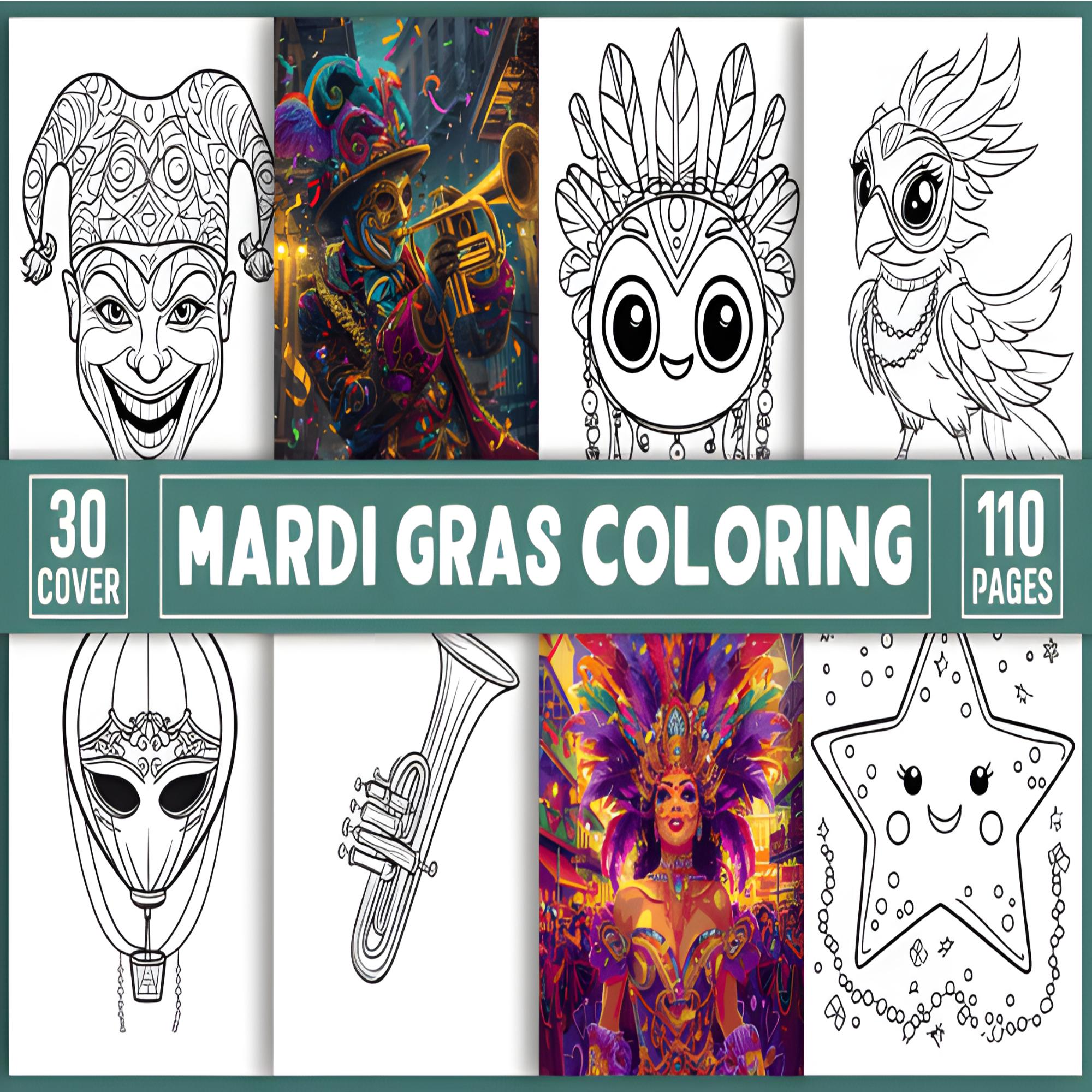 Printable Mardi Gras Coloring Book for Kids and Adults With Masks ...