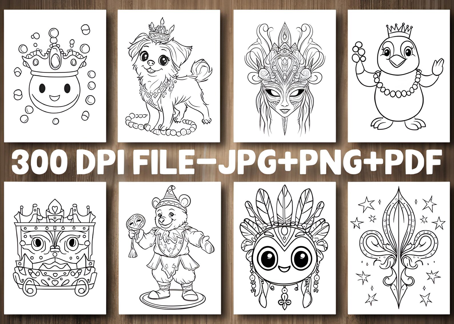 Printable Mardi Gras Coloring Book for Kids and Adults With Masks ...