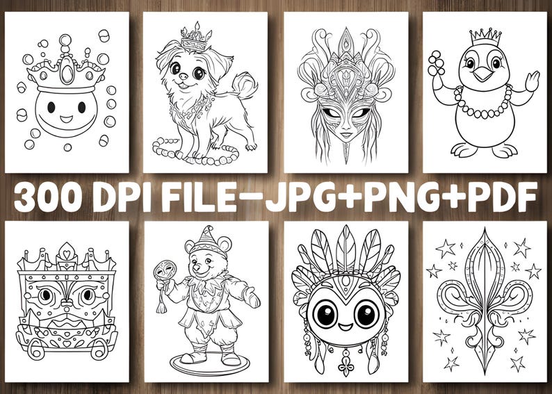 Printable Mardi Gras Coloring Book for Kids and Adults With Masks ...