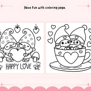 Gnome in Love Coloring Page - Adorable Valentine’s Day Printable | Fun ...