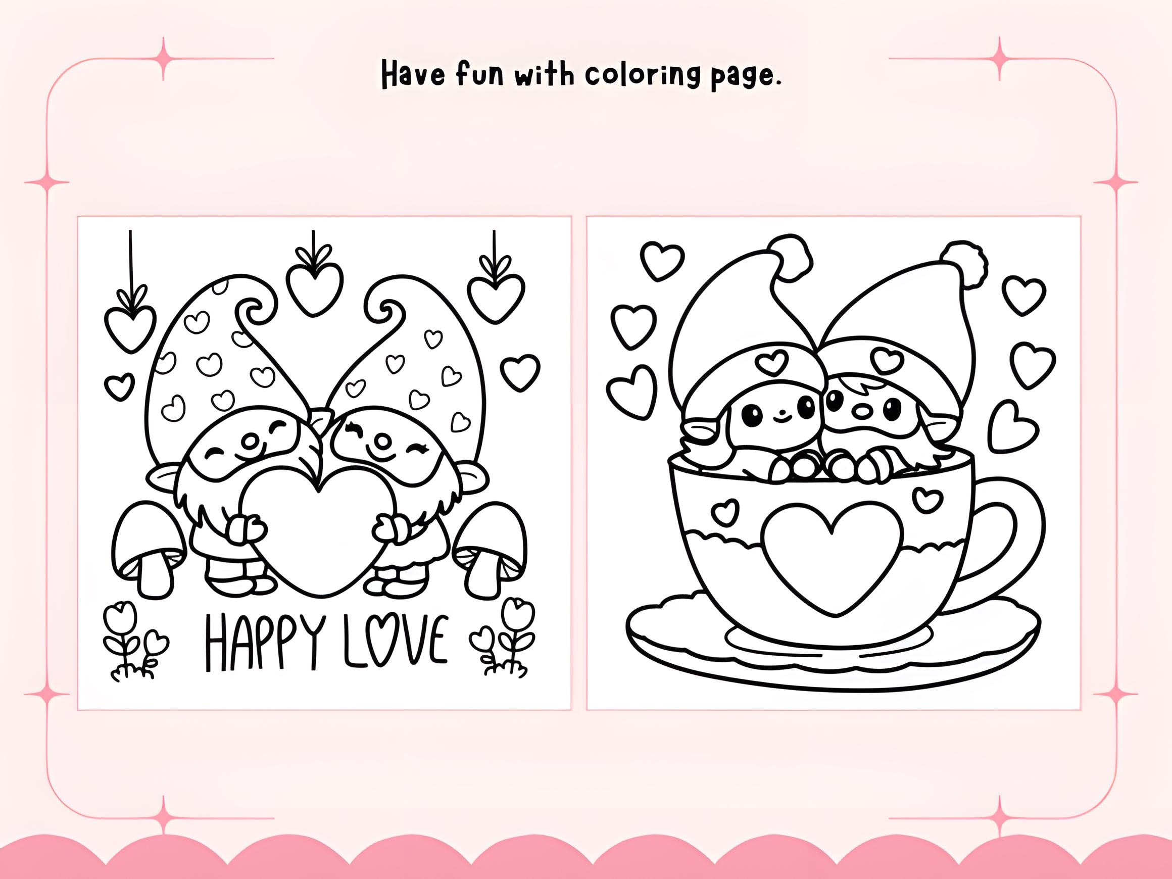 Gnome in Love Coloring Page - Adorable Valentine’s Day Printable | Fun ...