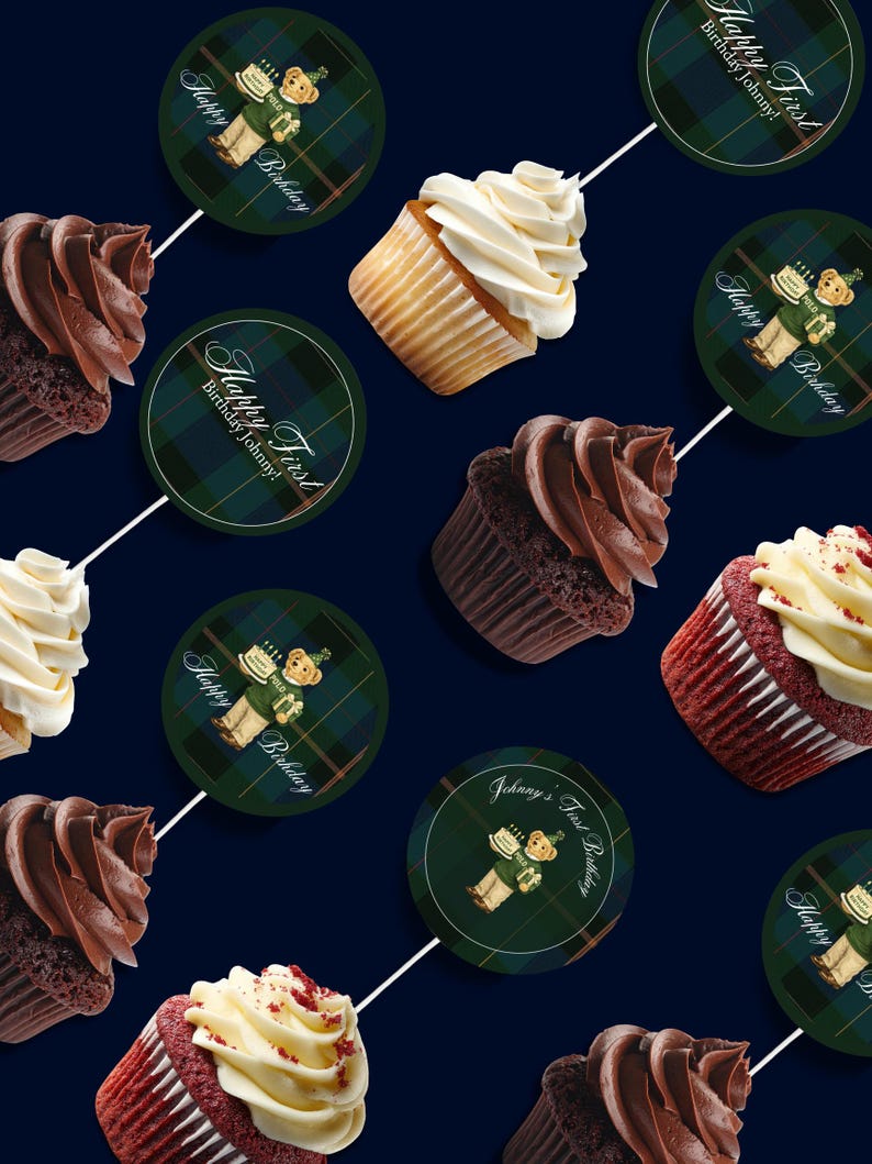 RL Inspired Preppy Bear Invitation, Water Bottle Labels, and Cupcake ...