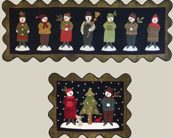 Seven Snowmen Snowman Penny Rug Wool Quilt Pattern All Through the ...