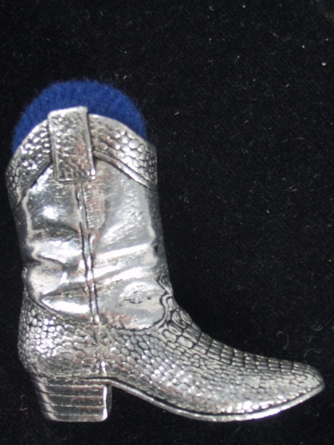 Heirloom Pewter Cowboy Boot Pin Cushion Pincushion Collectible Reduced ...