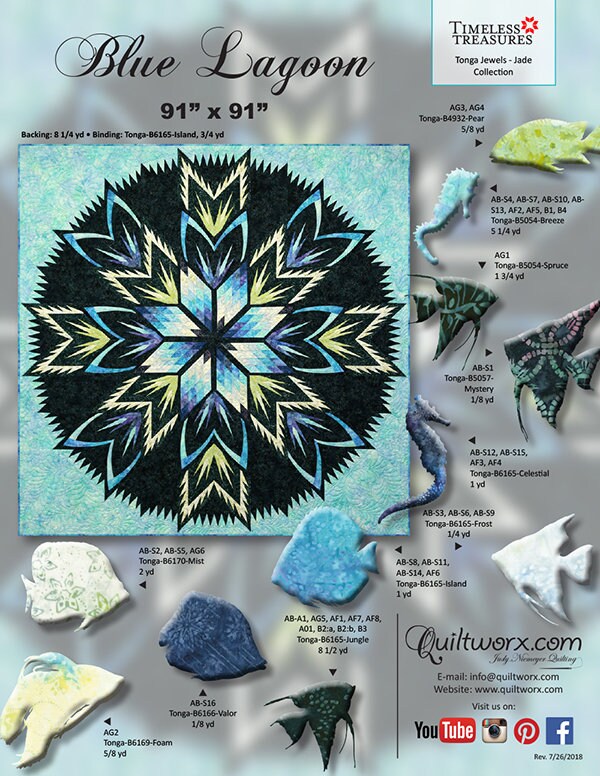 Blue Lagoon Foundation Paper Piece Judy Niemeyer Quilt Pattern - Etsy