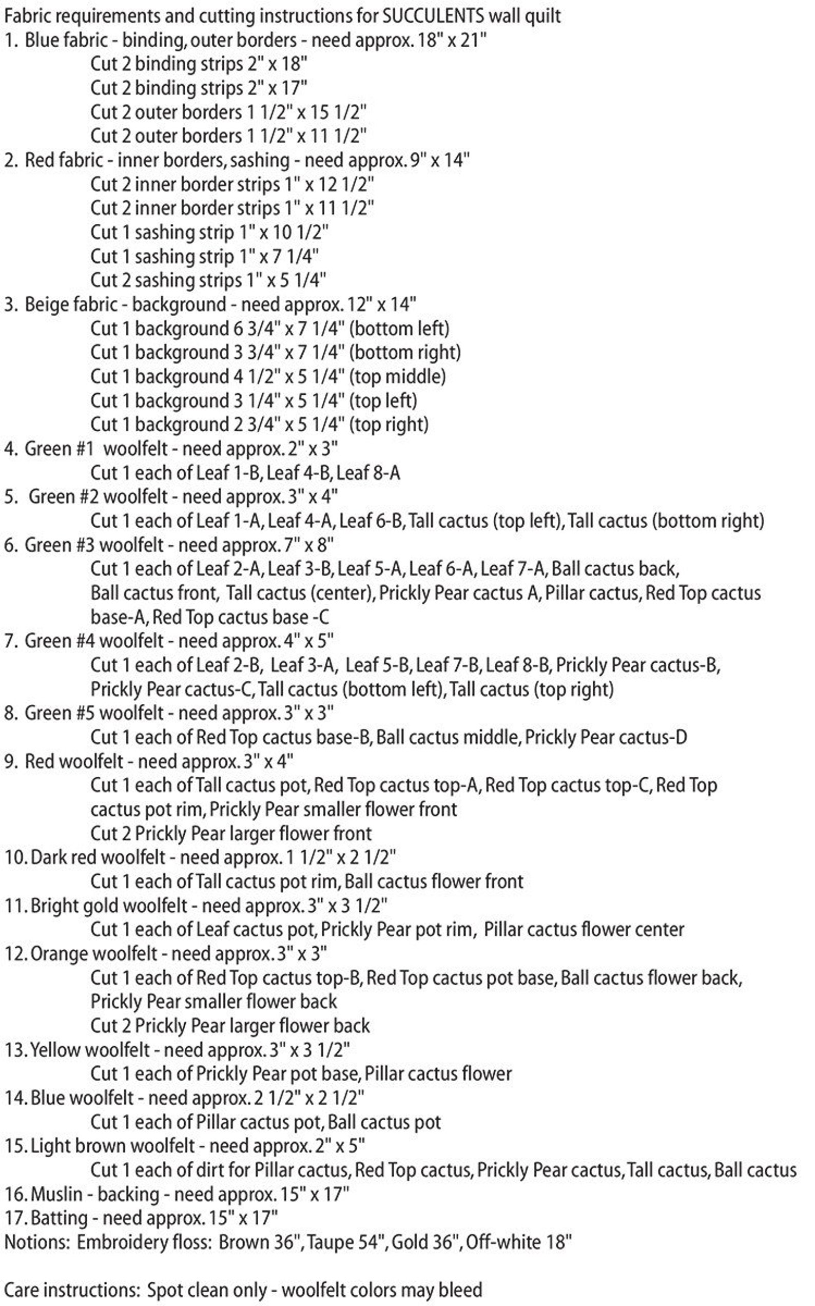 Succulents Cactus Wall Quilt Applique Pattern Rachel's of - Etsy