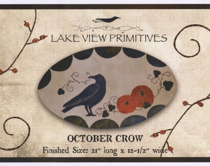 October Crow Halloween Fall Autumn Wool Lake View Primitives Quilt ...