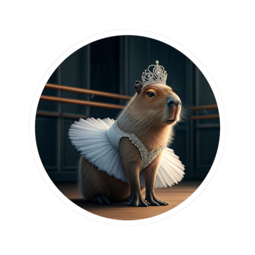 Capybara Ballerina Stickers, Cute Animal Ballet Dancer Decals, Adorable ...