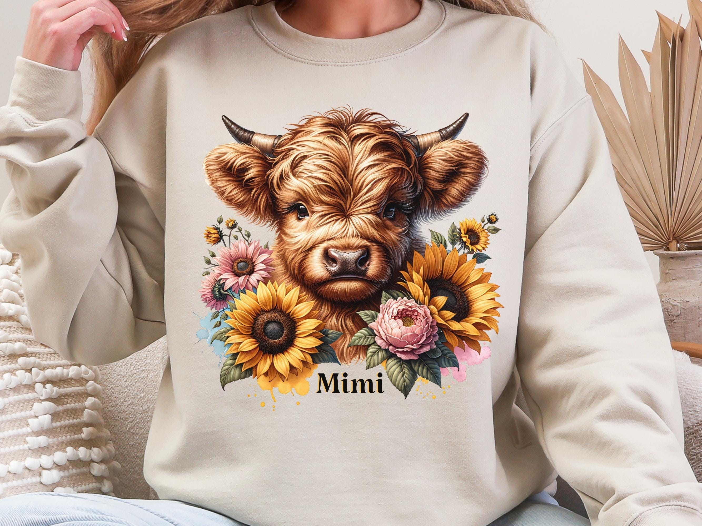 Mimi Highland Cow PNG, Cowhide Png, Cute Grandma Cow Sublimation Design ...