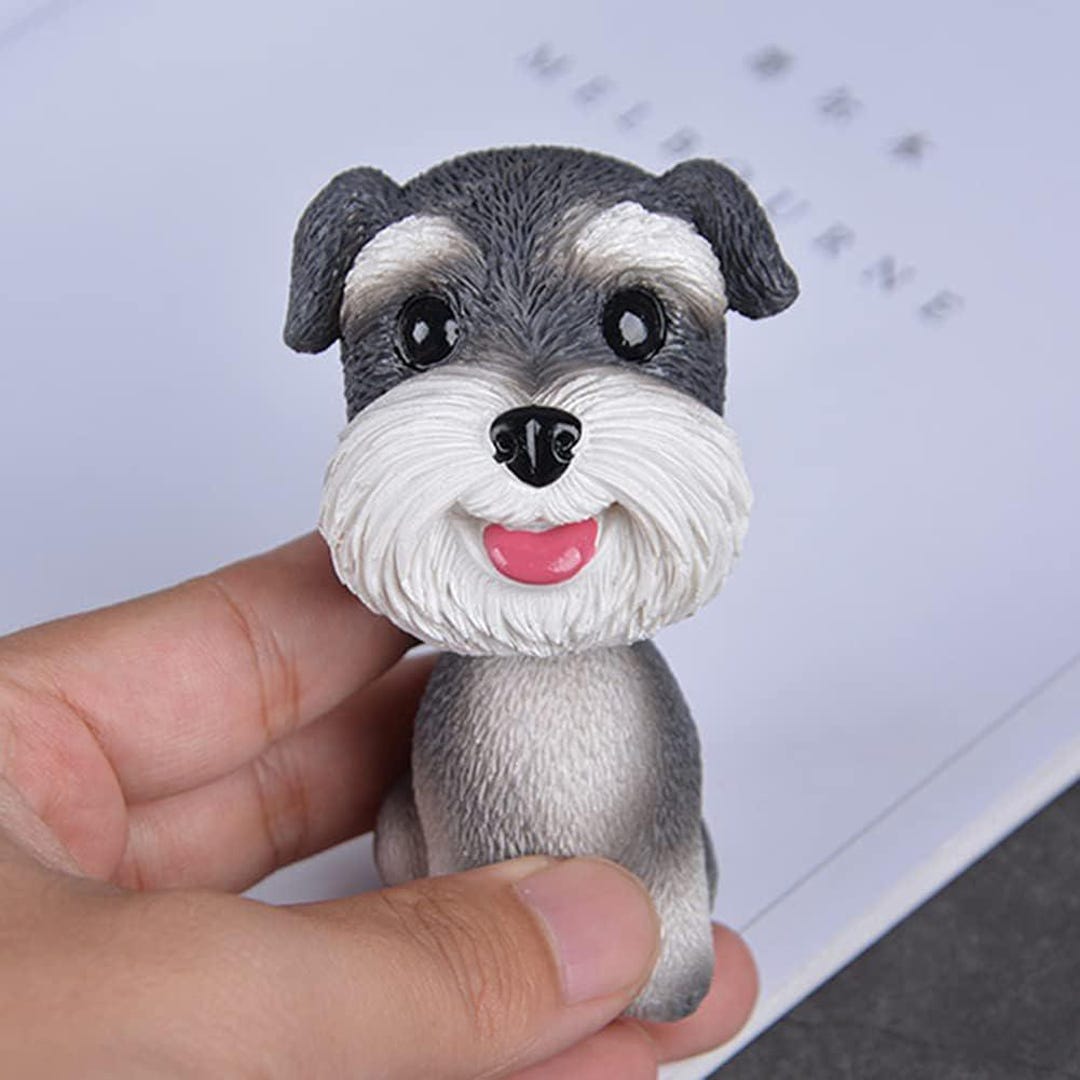 Handmade Miniature Schnauzer Dog Figurine, Polymer Clay Realistic ...