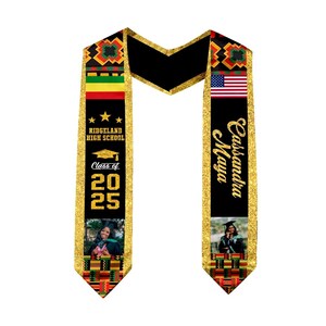 Personalized African American Graduation Sash, African Flag Grad Sash ...