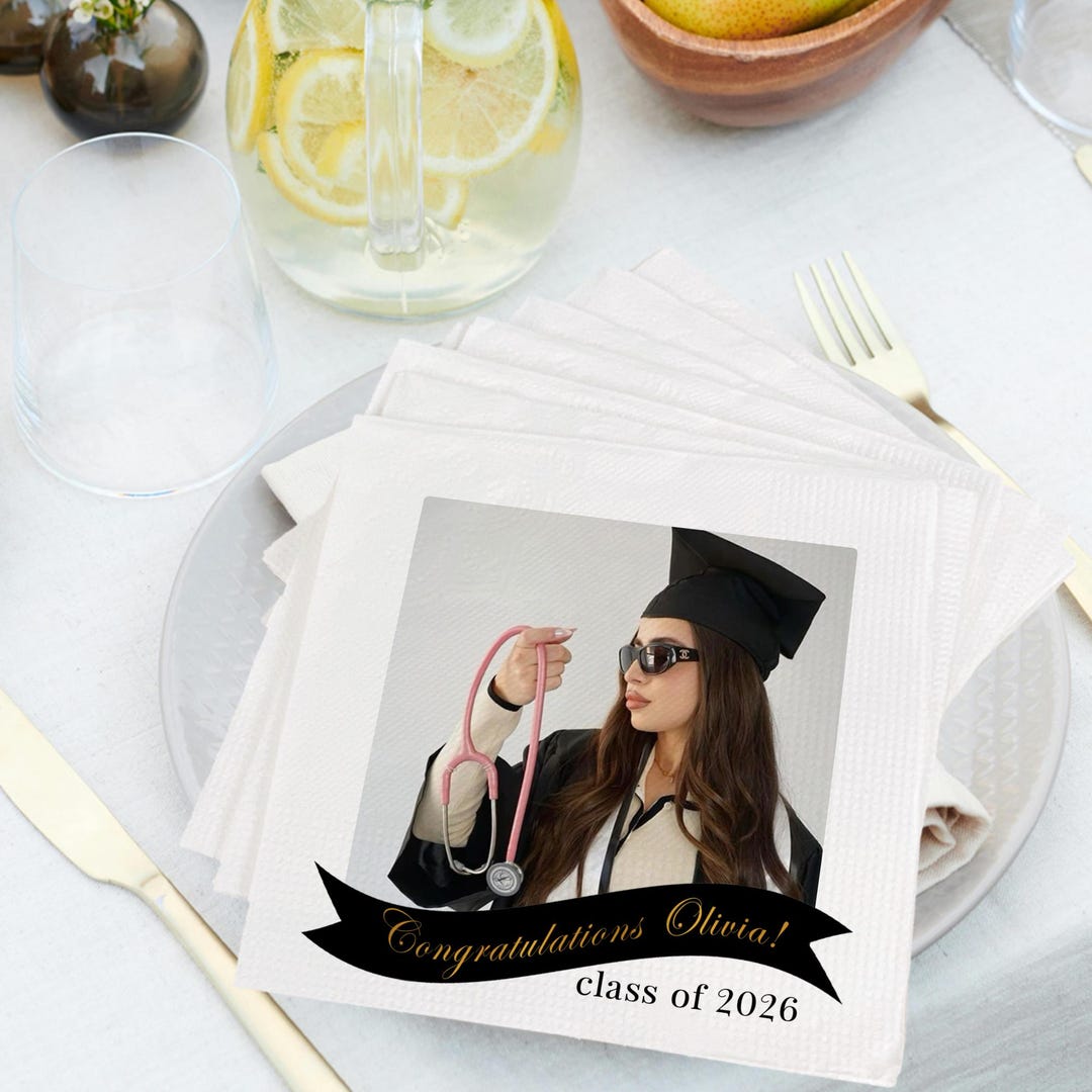 Custom Photo Nurse Graduation Napkins 2026, Personalized RN Class of ...