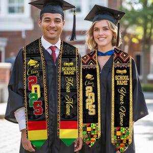 Personalized African American Graduation Sash, African Flag Grad Sash ...