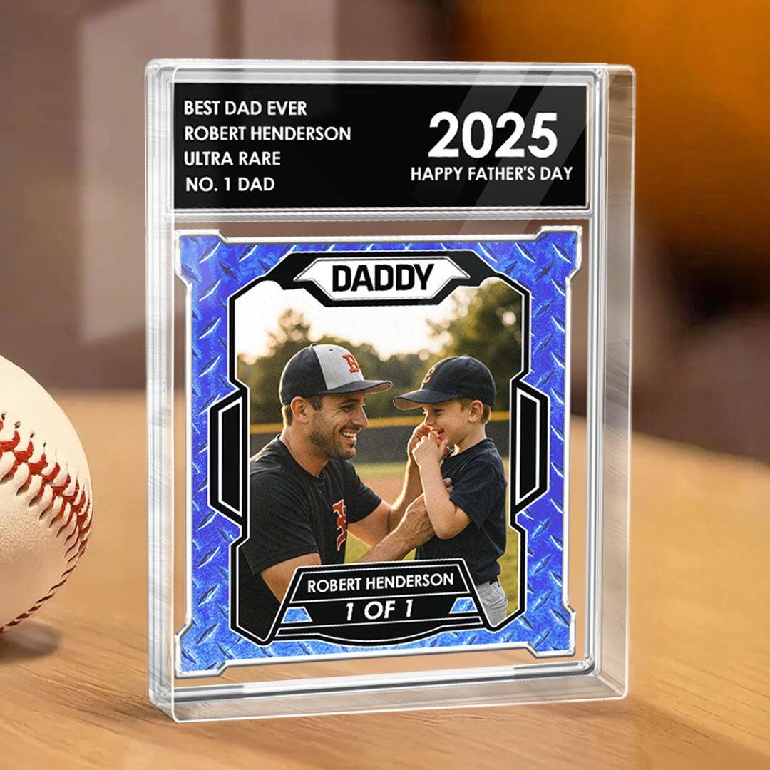 Custom Dad & Kids Baseball Trading Card Style Personalized Acrylic ...