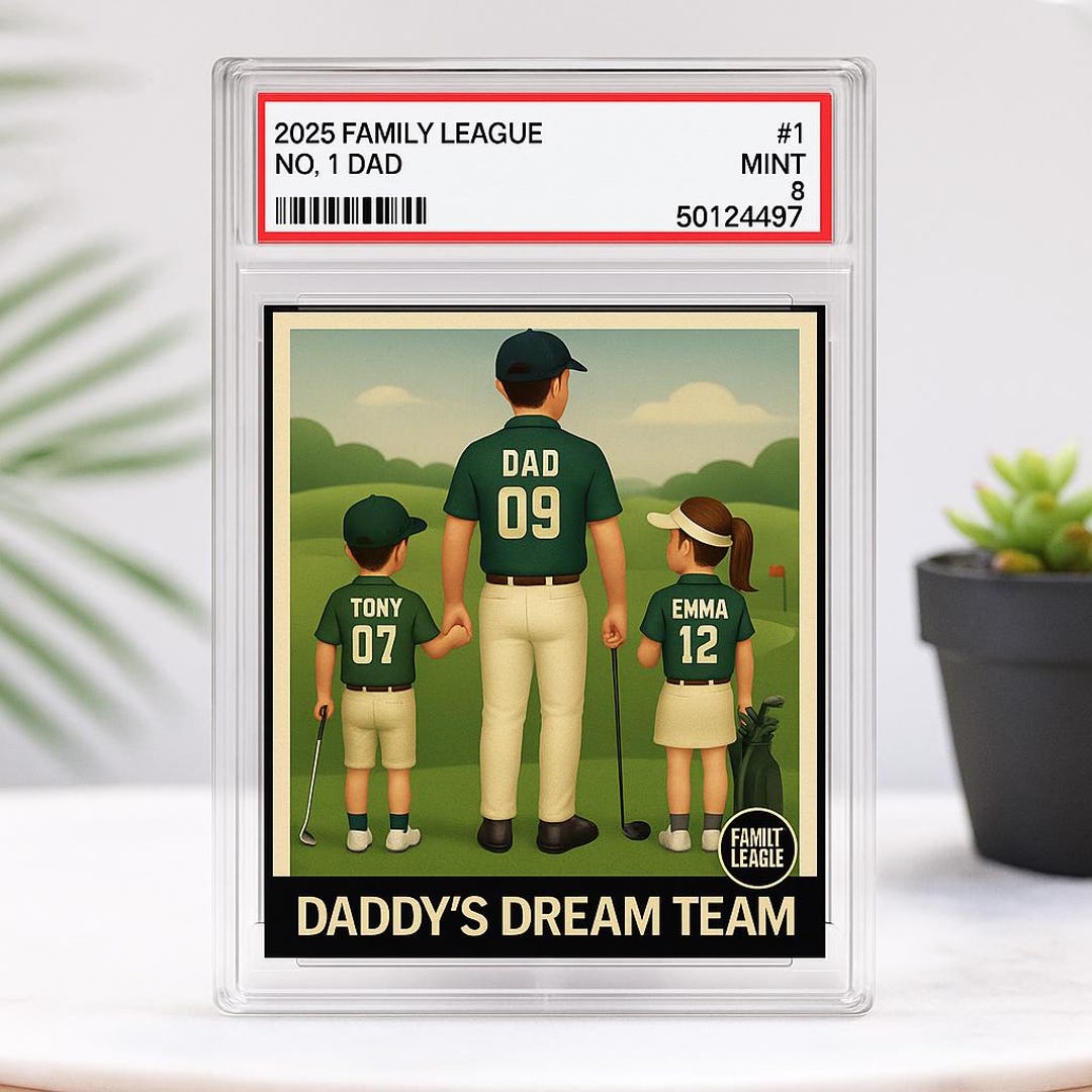 Golf Custom No. 1 Dad Grandpa Man & Kids Trading Card Style ...