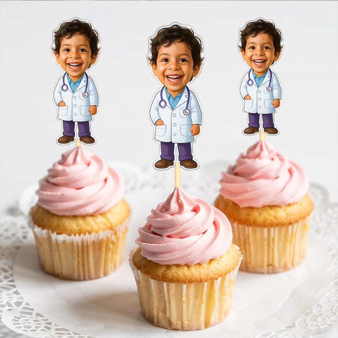 Personalized Doctor Face Cupcake Toppers, Pesonalized Custom Face ...