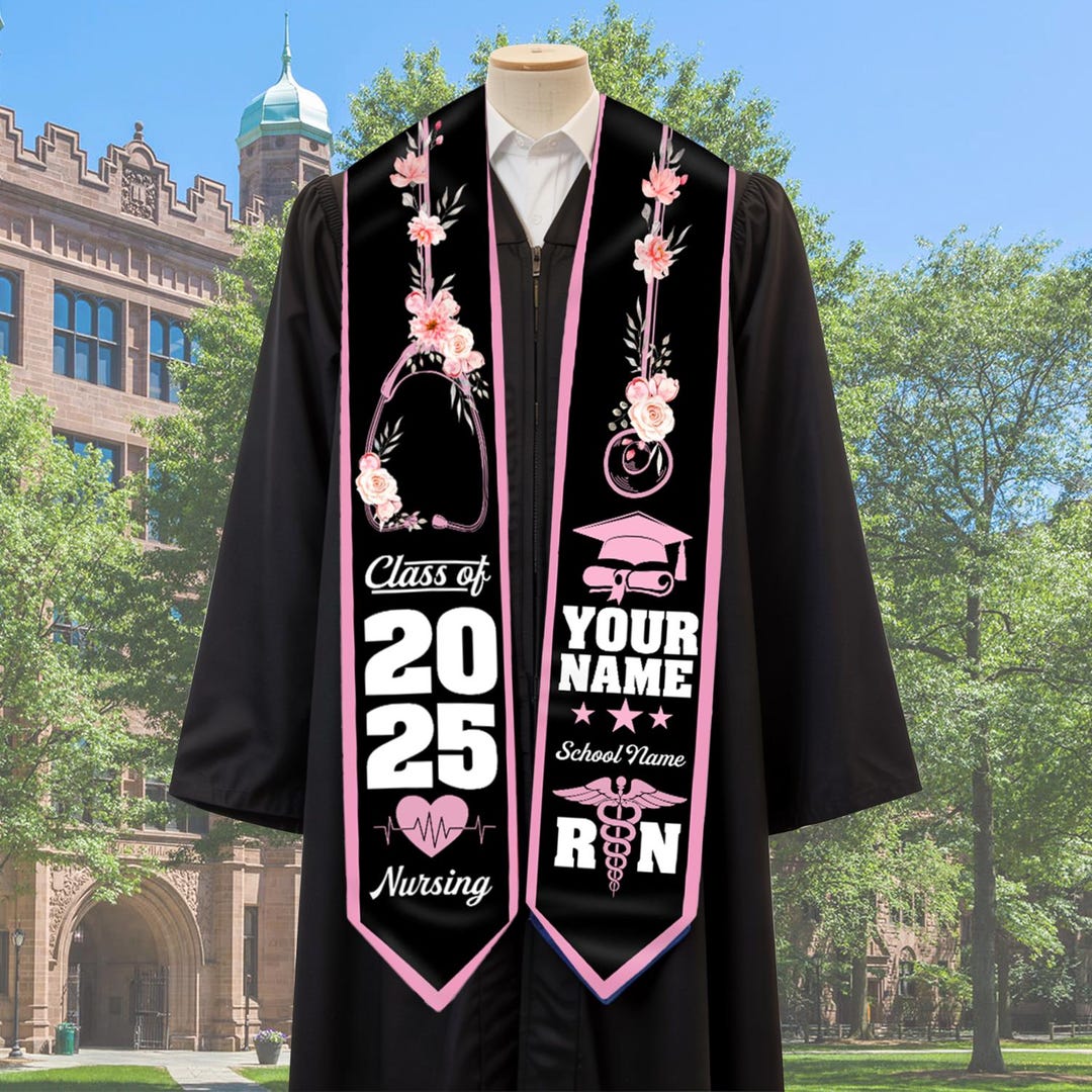 Personalized Graduation Stole, Nursing Stole, Custom Graduation Sash ...