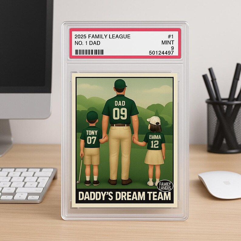 Golf Custom No. 1 Dad Grandpa Man & Kids Trading Card Style ...