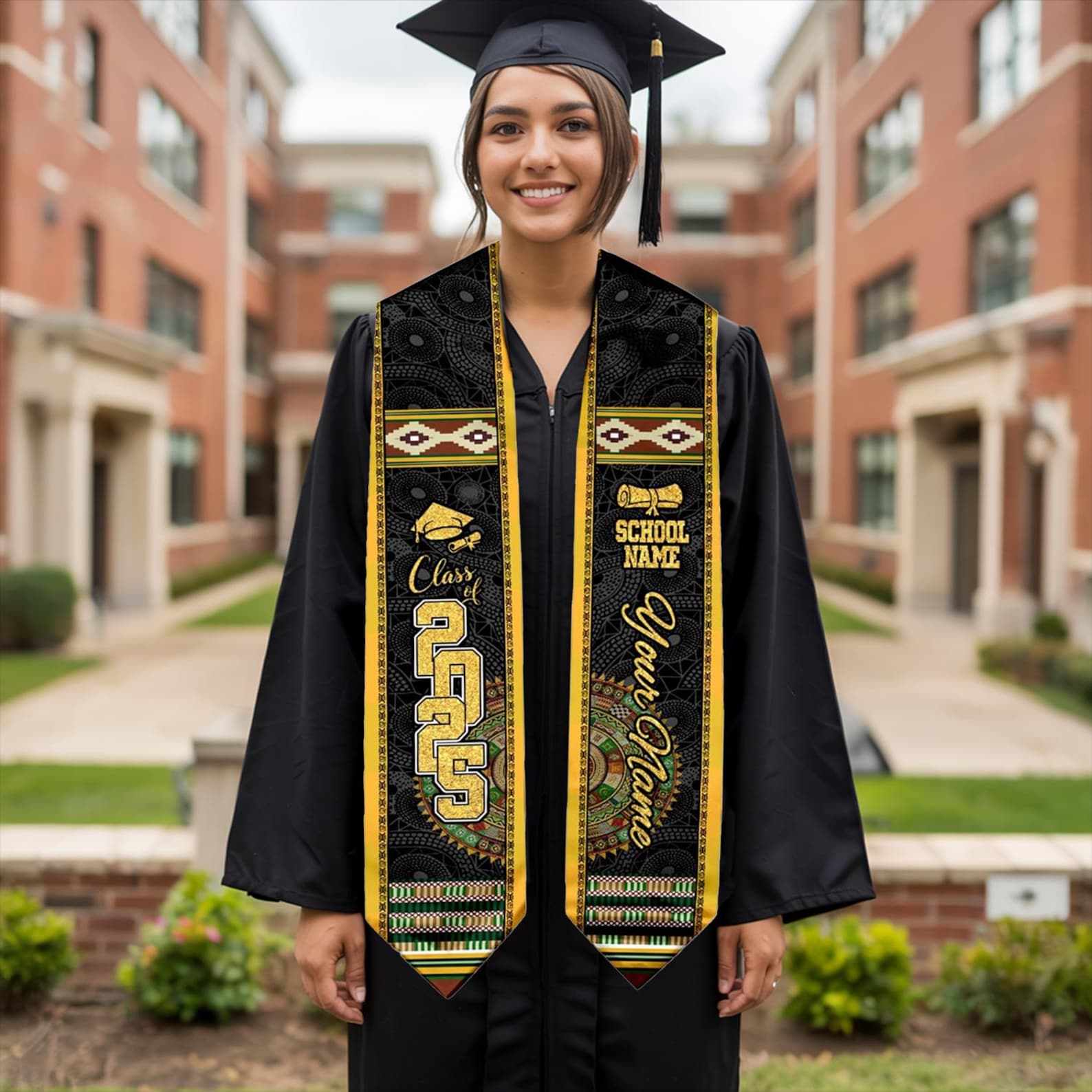 Personalized African American Graduation Sash, African Flag Grad Sash ...