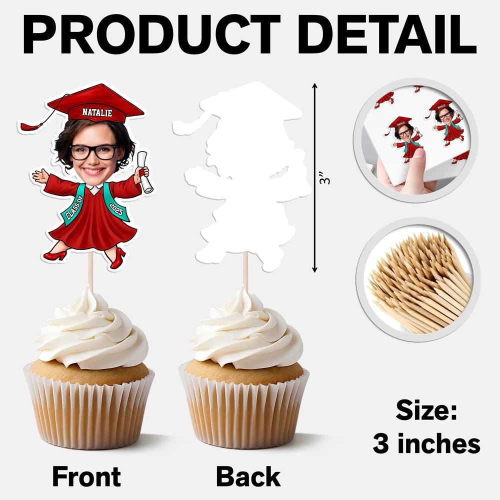 Custom Graduate Face Cupcake Toppers, Personalized Graduation Decor ...