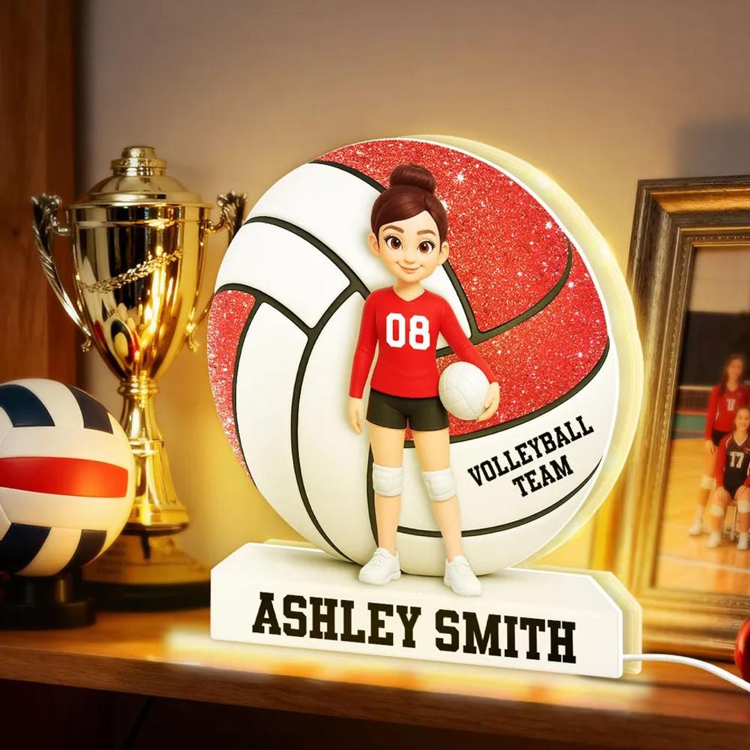 Volleyball Night Light Box, Volleyball Player LED Light, Personalized ...